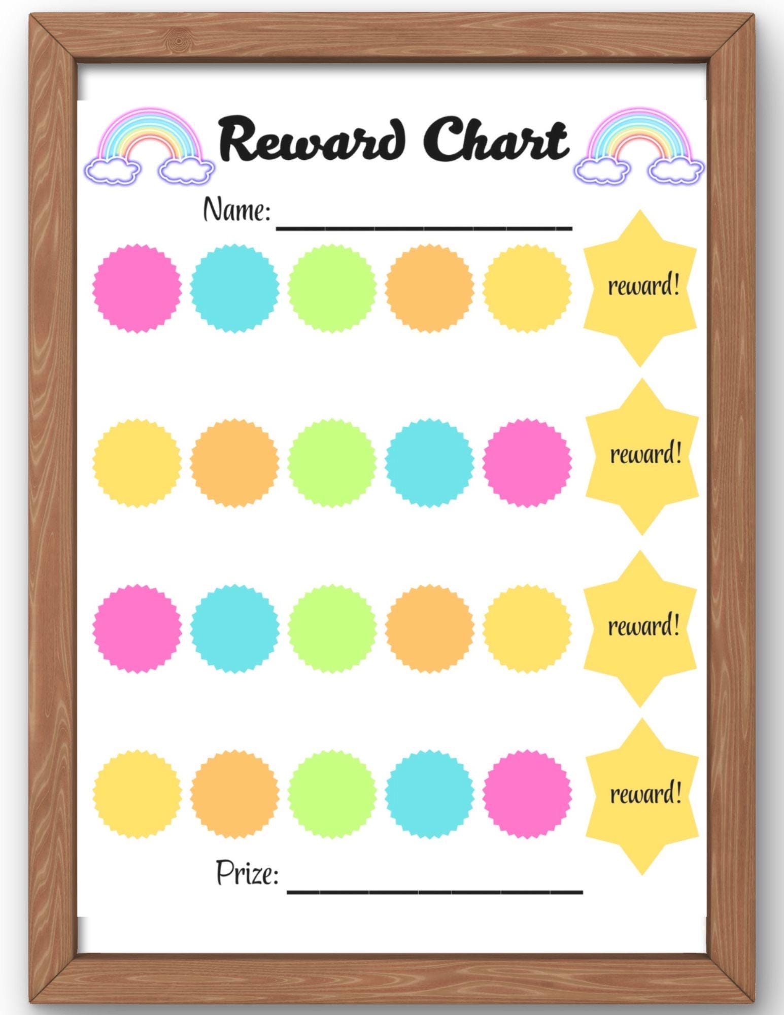 Toddler Reward Chart Printable, Kids Routine Chart, Rainbow Reward ...