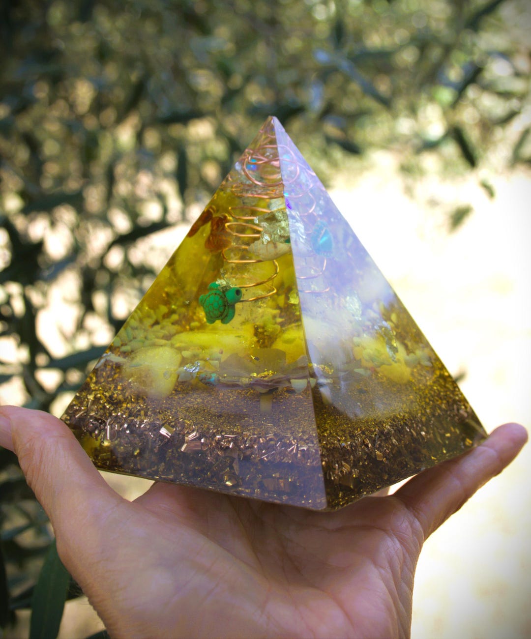 ORGONITE PYRAMID Medium, Solar Plexus Chakra Yellow Protection - Etsy