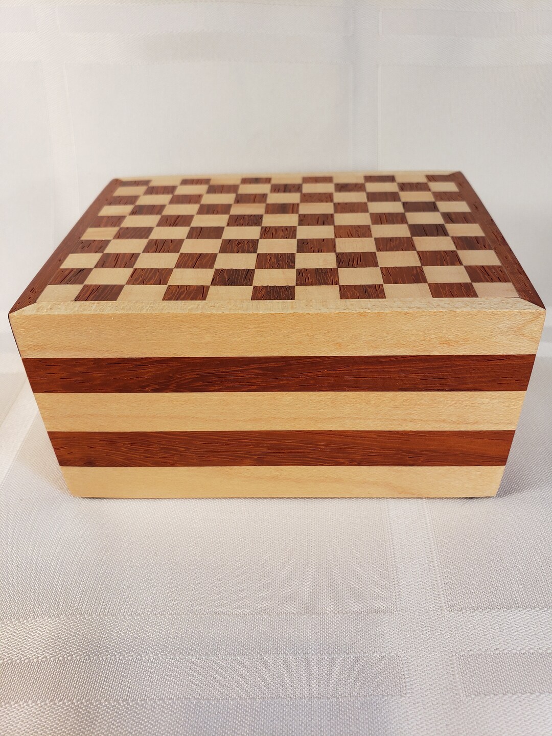 Nice Beautiful Maple and Padauk Hardwood Box With Checkerboard Inlay ...
