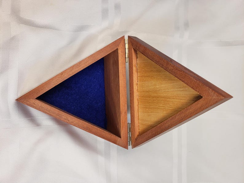 Rosewood & Oak Triangle Box With Triangle American Flag Laser Engraved ...