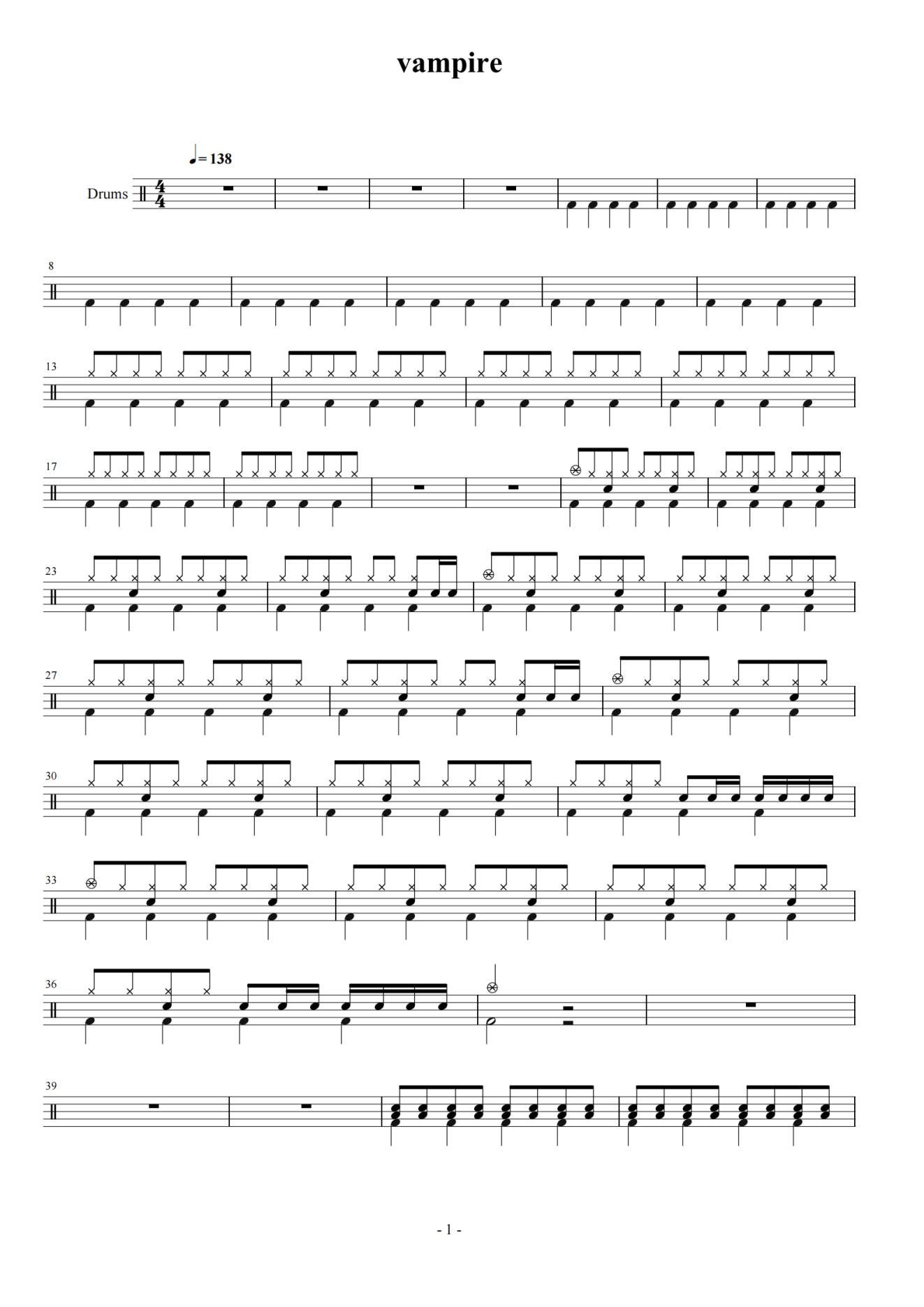 Olivia Rodrigo - Vampire Drum Sheet Music Drum Score - Etsy