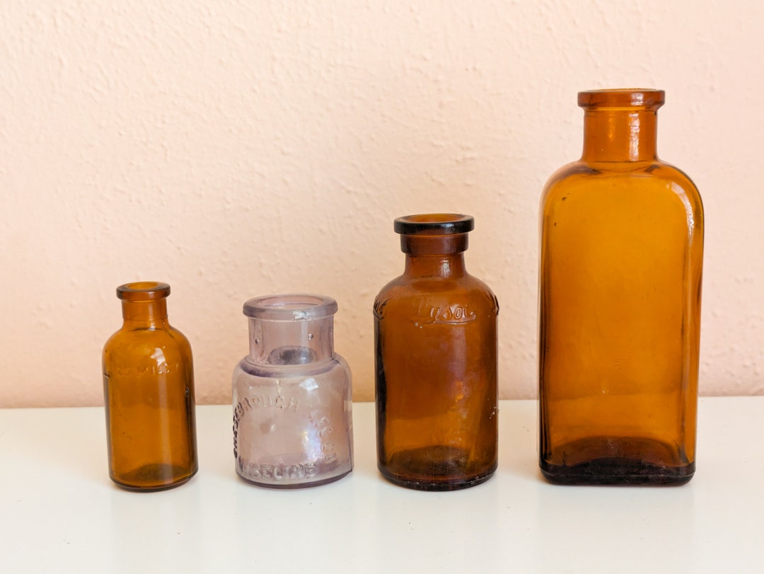 Antique Apothecary Jars 1920s 1930s Medicine Bottle Amber Lavender ...