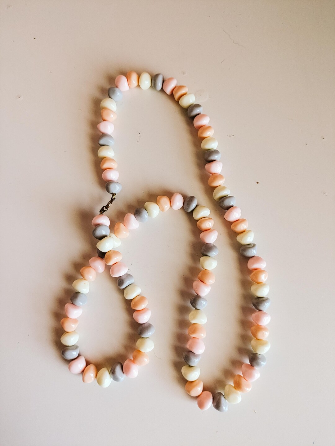 Pastel Beaded Necklace Candy Vintage Retro 1970s 1980s Kitschy Cute ...