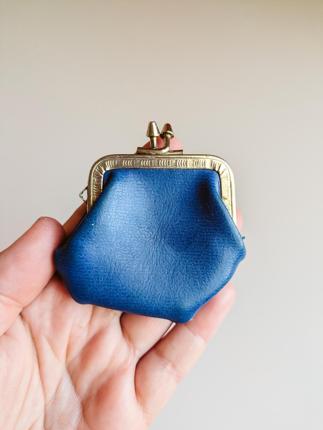 Vintage Coin Purse Retro Pouch 1980s Cute Blue Small Metal Clasp ...