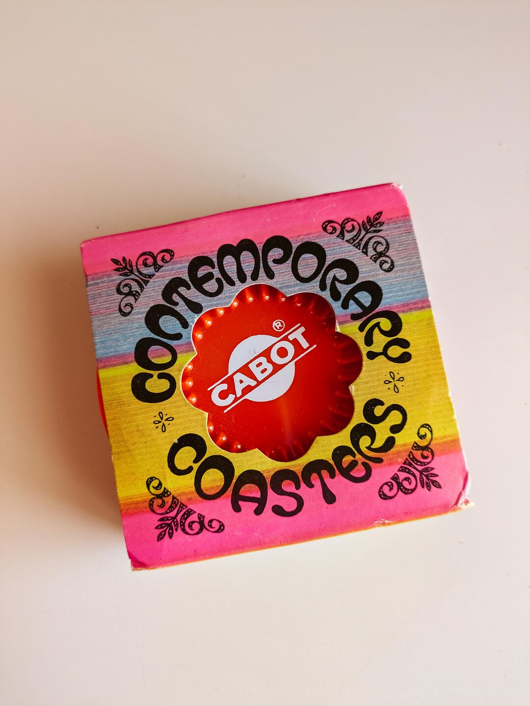 Vintage Coasters 1970s 1960s Cabot Contemporary Orange Plastic Groovy ...