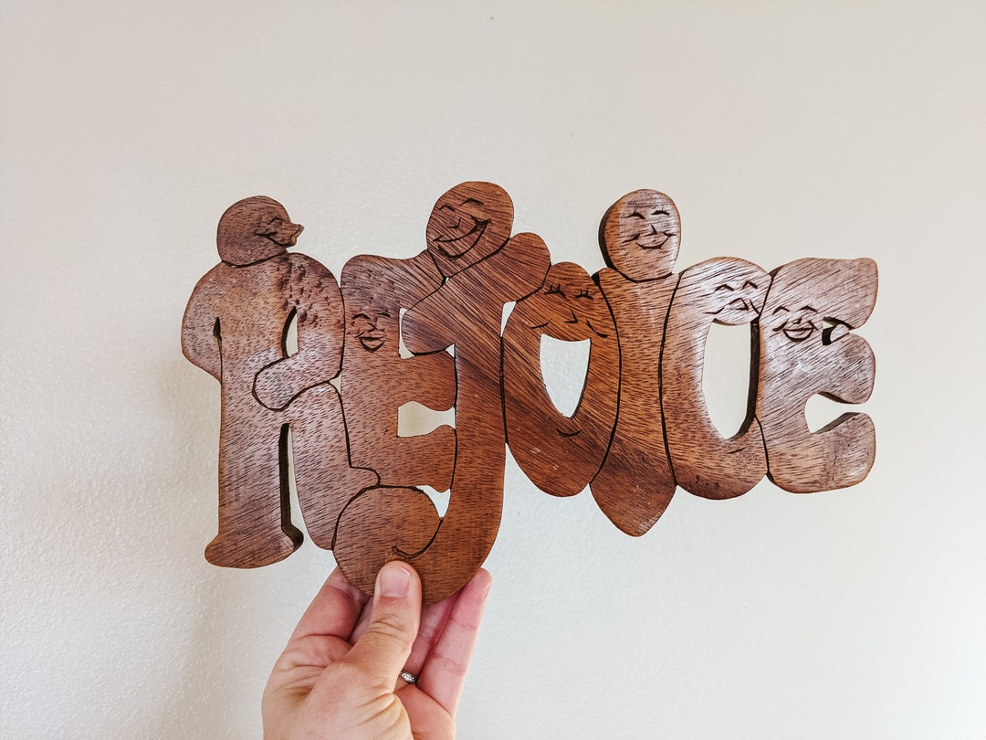 Vintage Rejoice Carved Wood Wall Decor Sign - Etsy
