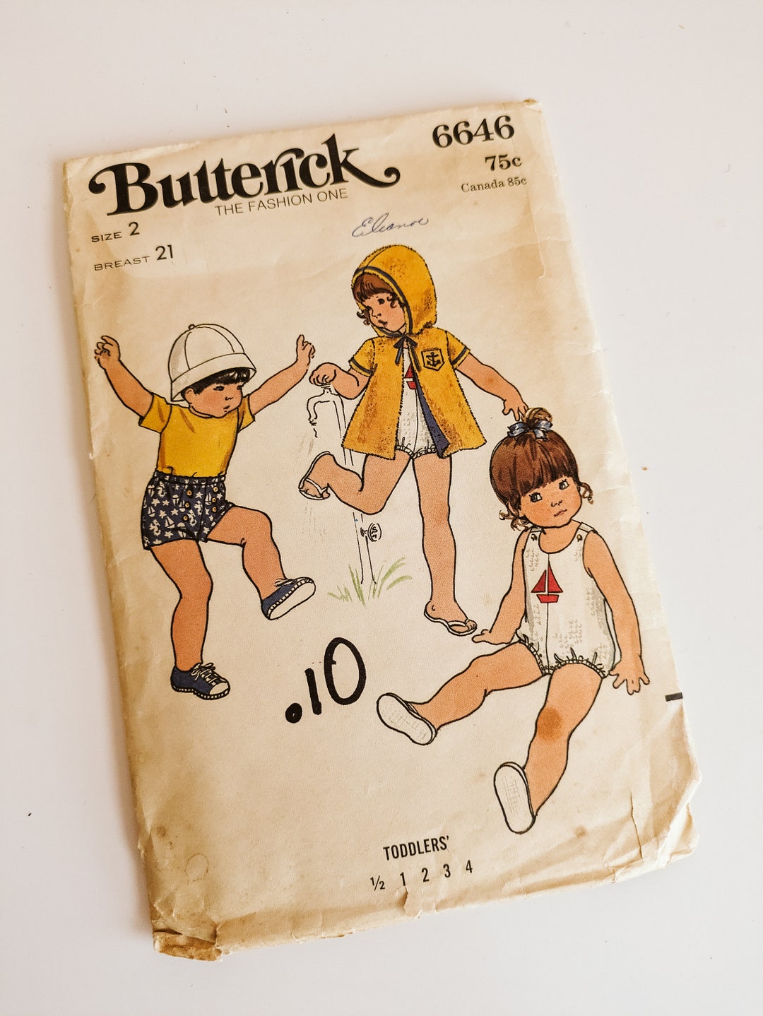 Vintage Kids Patterns Sewing Butterick Toddler Romper Play Clothes Rain ...