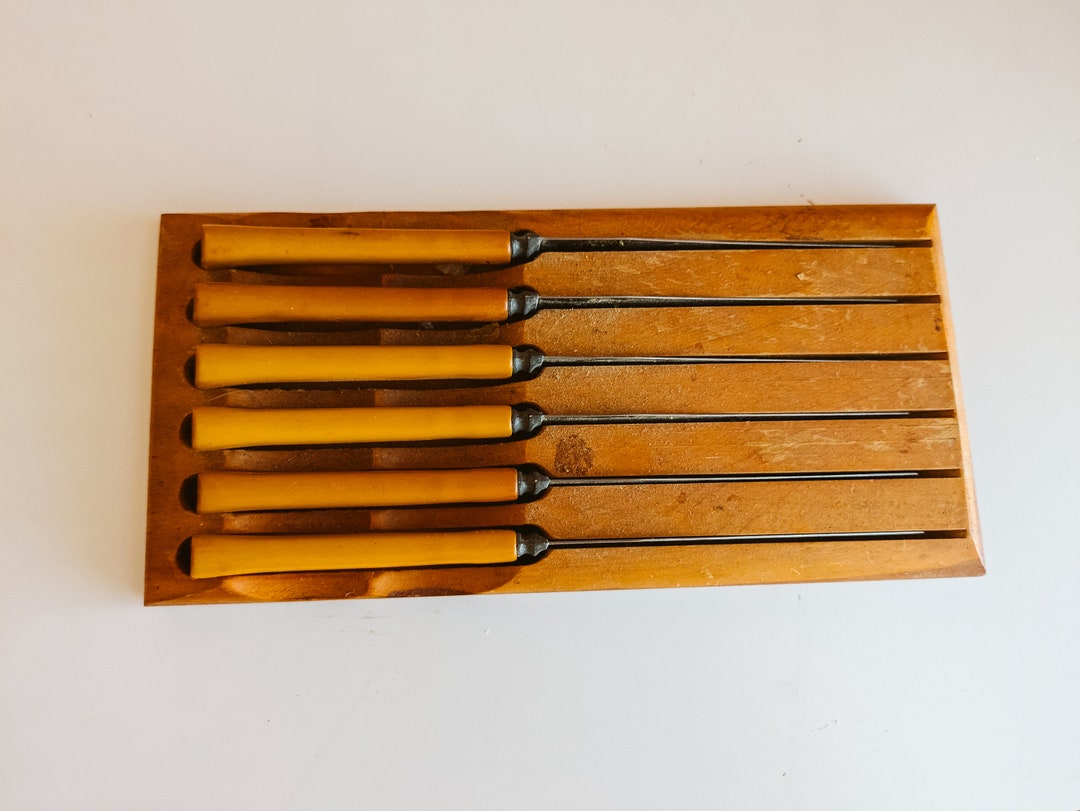 Bakelite Royal Knives Brand Sharp Cutter Steak Wooden Case Yellow ...