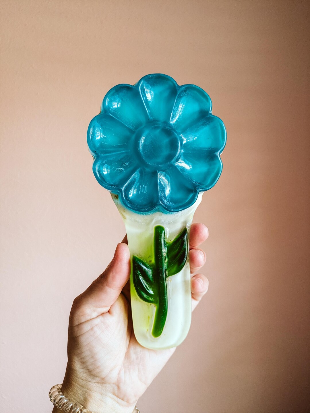 Lucite Spoon Rest Vintage Retro Blue Turquoise Daisy Flower Power ...