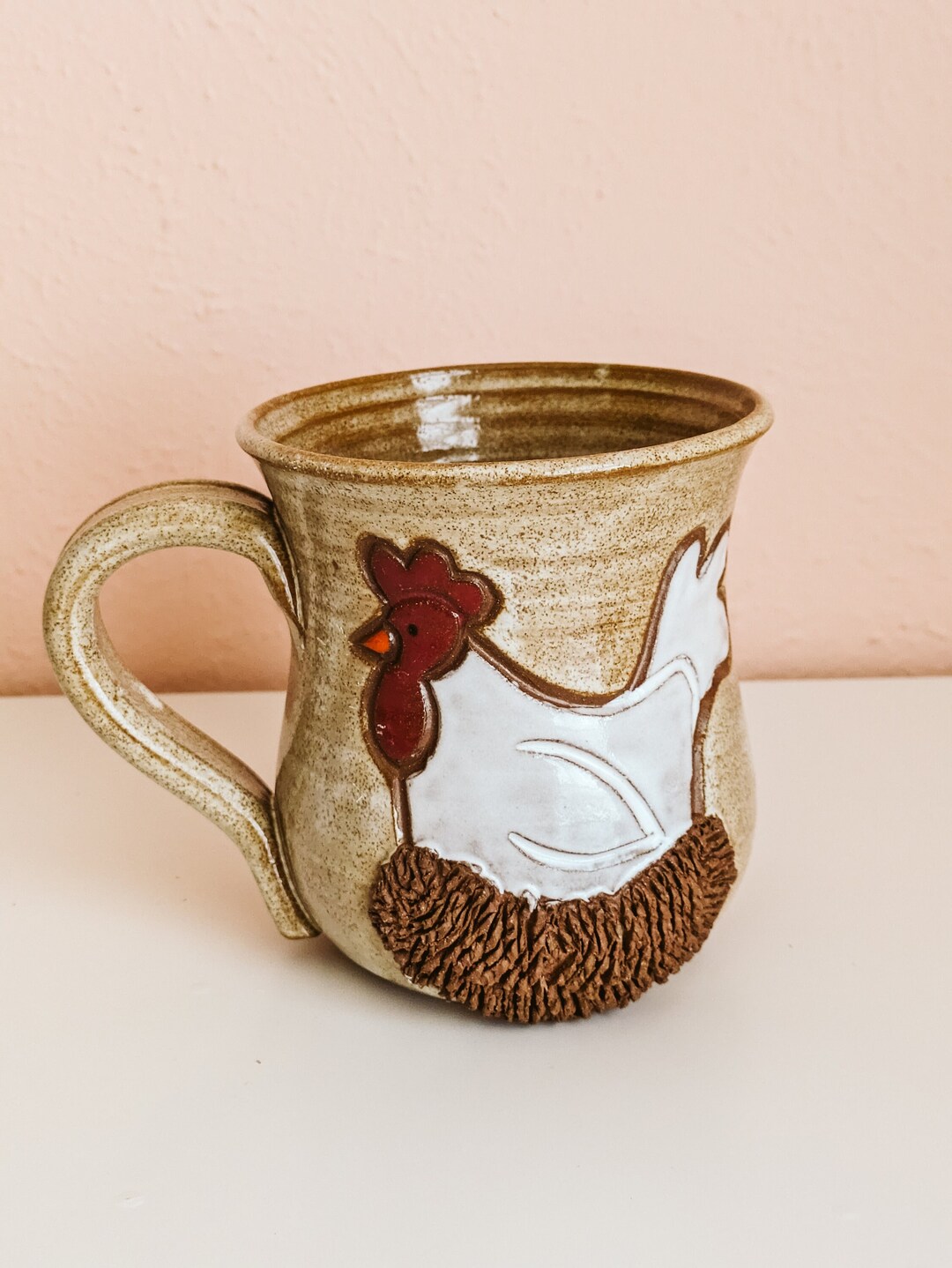 Mudworks USA Mug Chicken Retro Vintage 2000s Hand Thrown Painted Cute ...