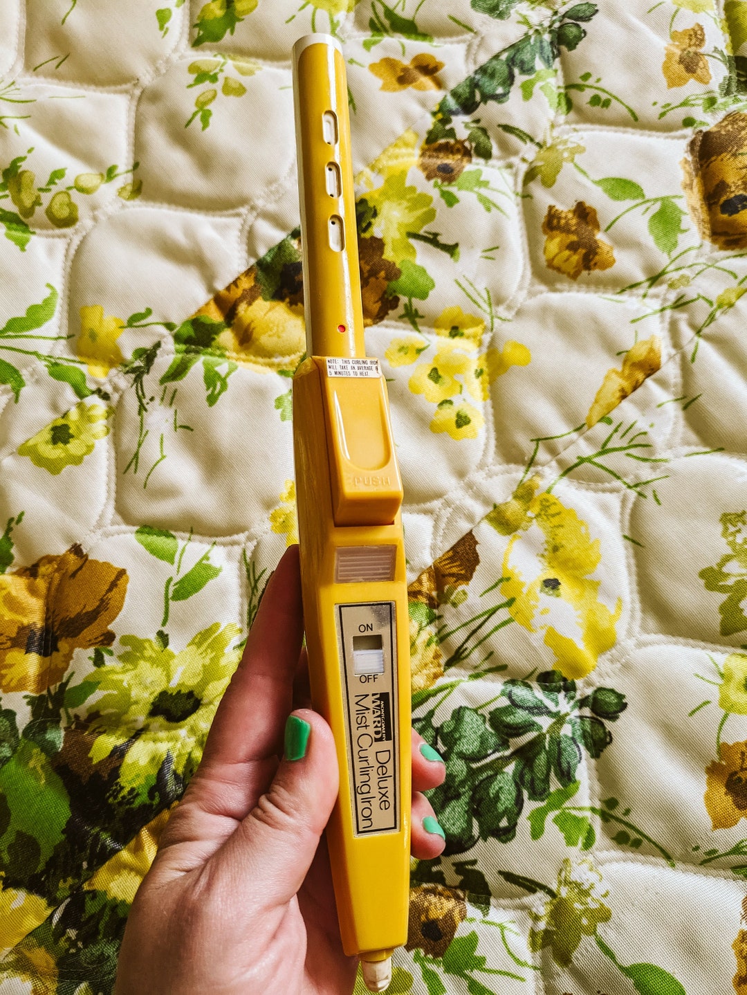 Vintage Curling Iron Montgomery Ward Deluxe Mist Retro Yellow Harvest ...