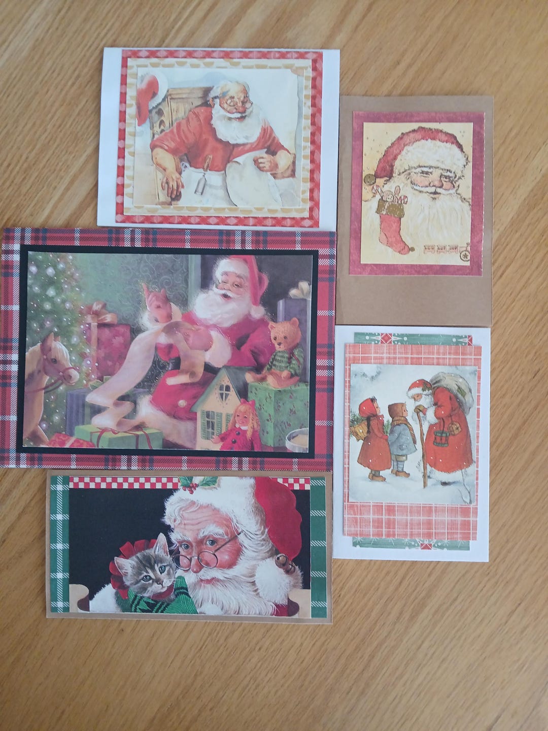 5 Hand Made Recycled Santa Christmas Cards. - Etsy