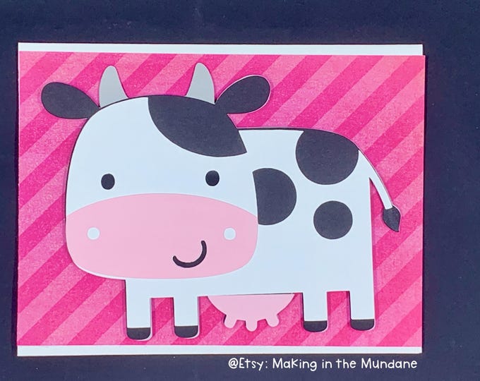 Greeting Card: Cute Cow - Etsy