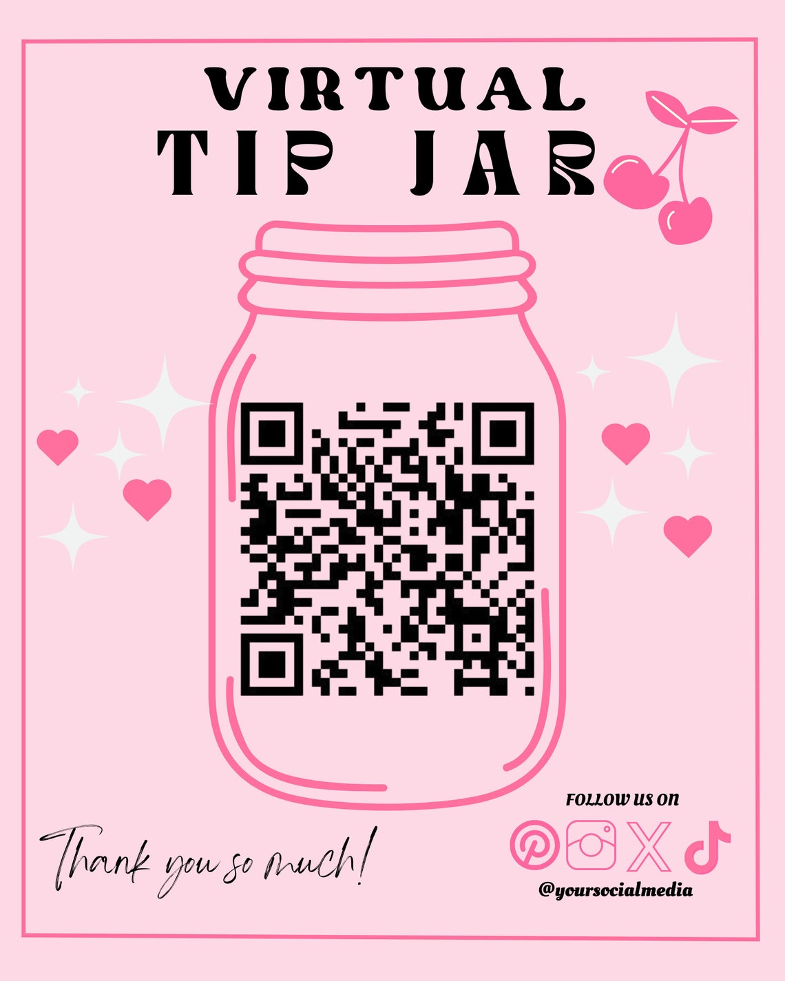 Editable Virtual Tip Jar Sign - Printable Canva Template - Etsy