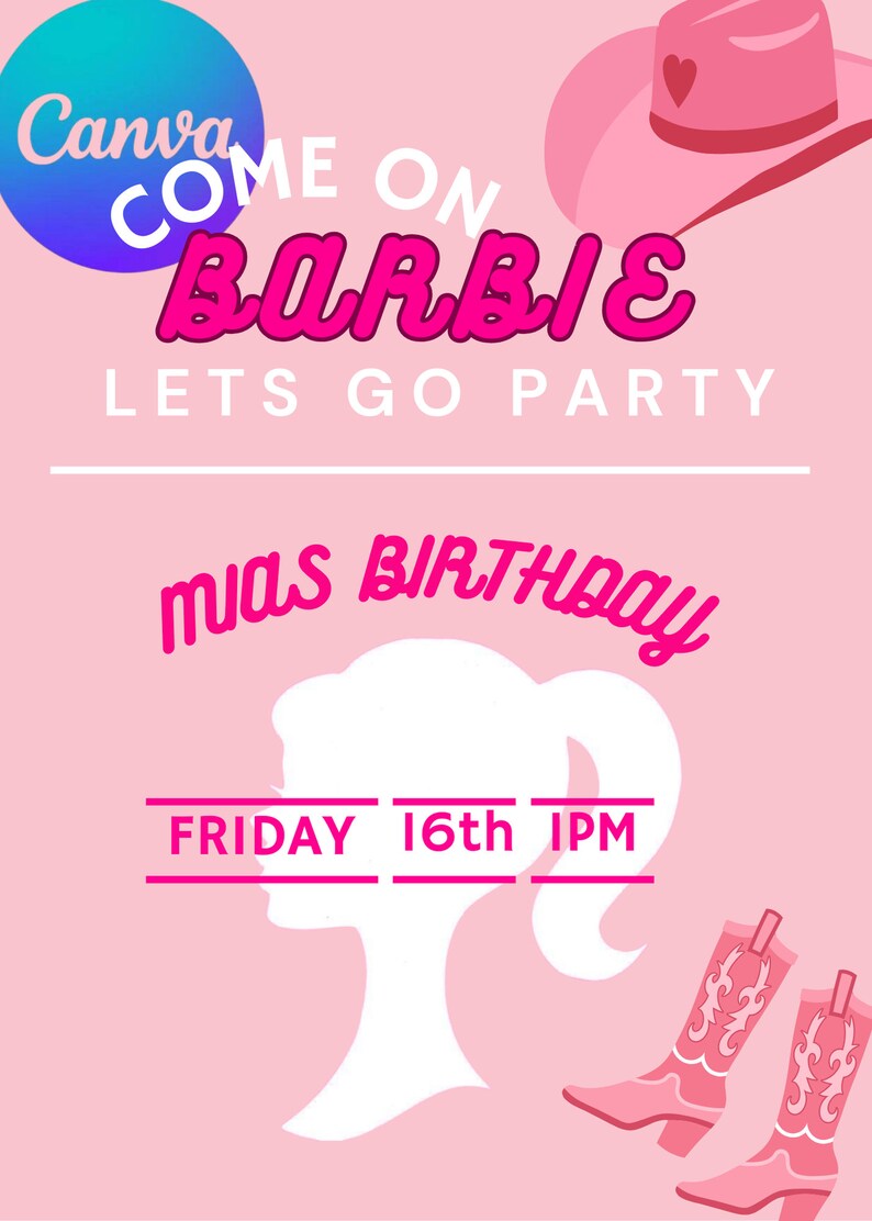 EDITABLE Barbie Party Invite - Etsy