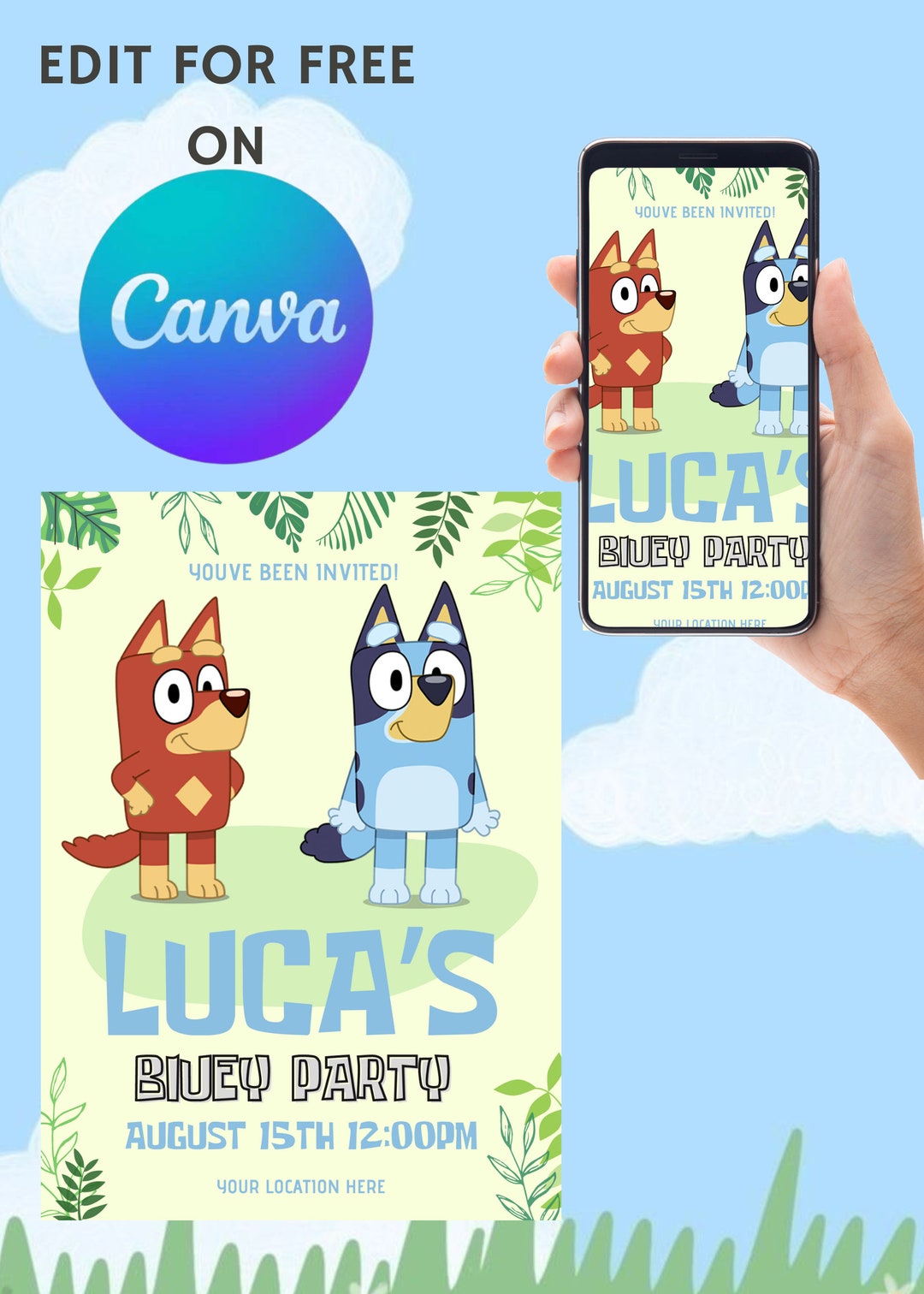 EDITABLE Bluey Party Invite - Etsy