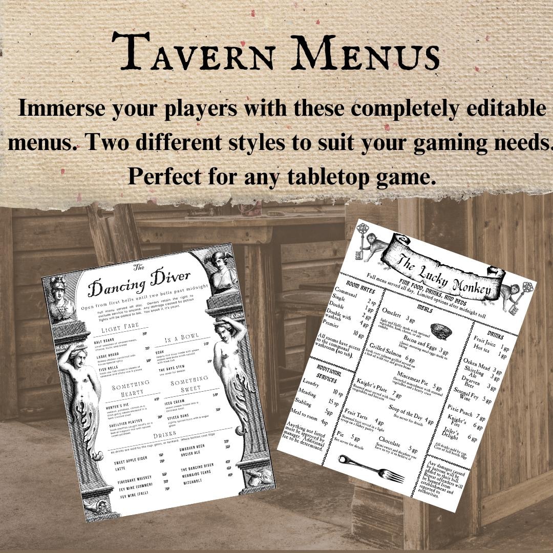 Tavern Menus - Etsy
