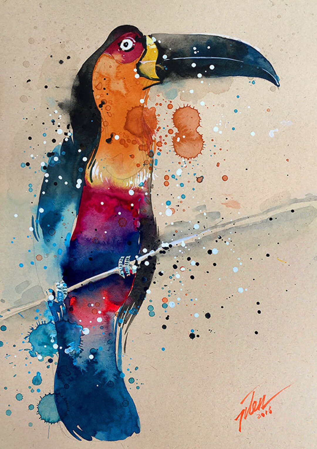 Toucan • Watercolour Painting • A4 • 8.3 X 11.7 Inches • Original ...