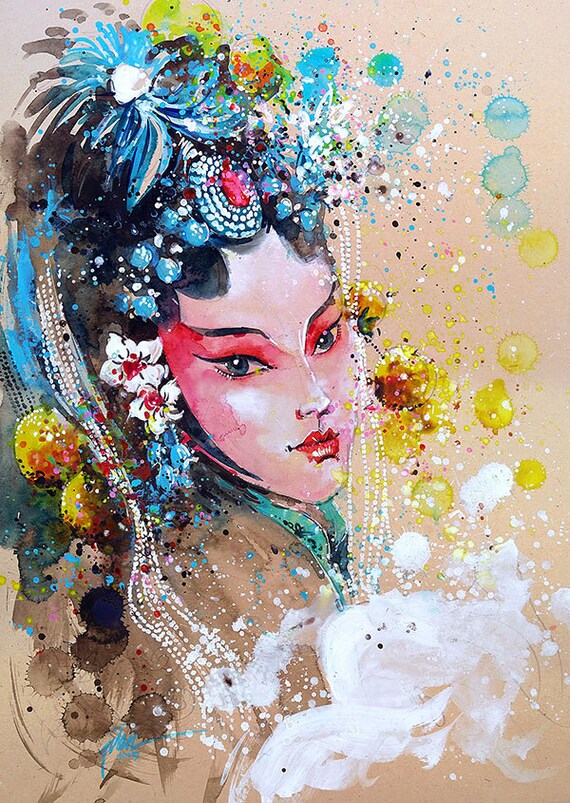 Opera Singer 2 Watercolor With Gouache A4 A3 Art | Etsy