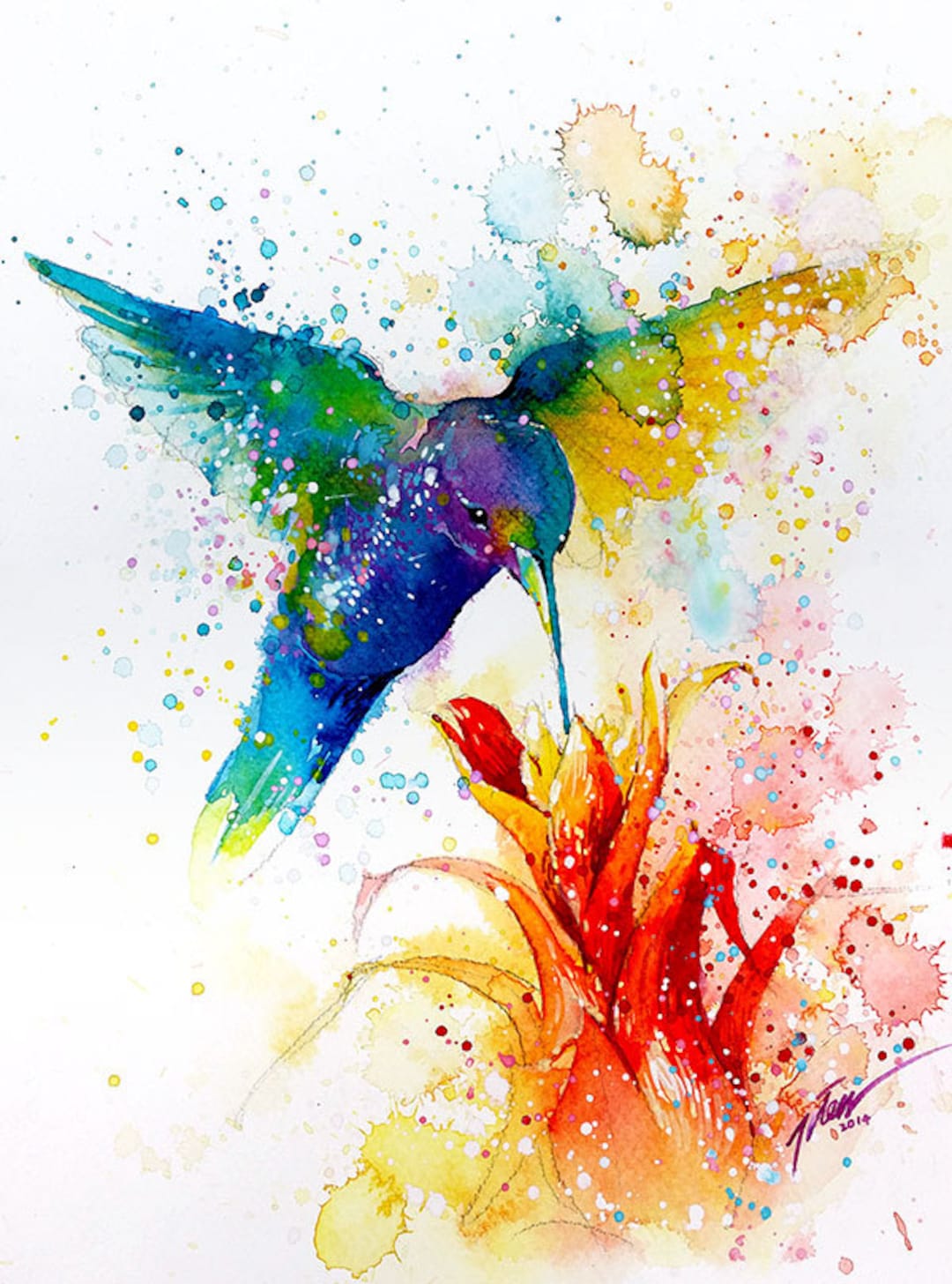 Kolibri #2 • Aquarell Malerei • Kunstdruck - Etsy.de