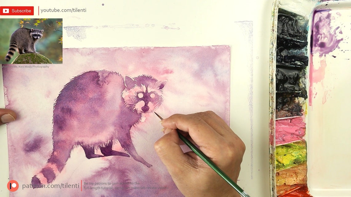 RACCOON Watercolor Painting 19x27cm 7.5x10.5 Inches - Etsy