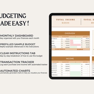 Simple Monthly Budget Template - Etsy