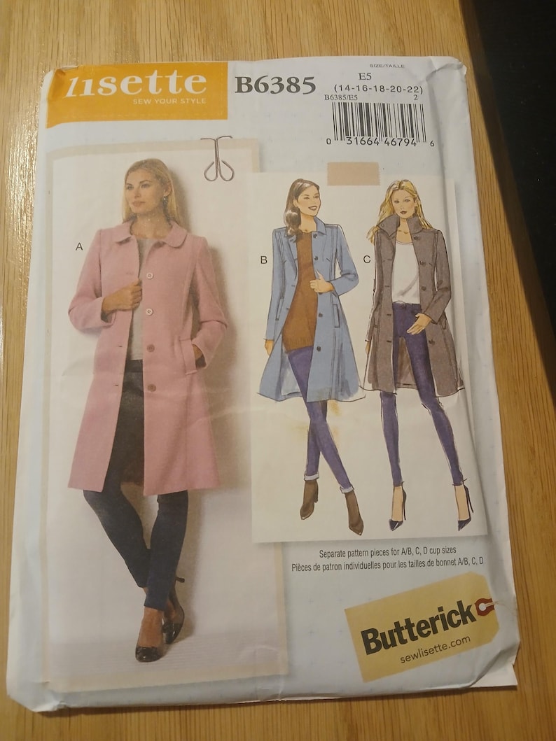 Butterick 6385 "lisette" Misses' Coat Pattern. Sizes 14-22. Factory ...