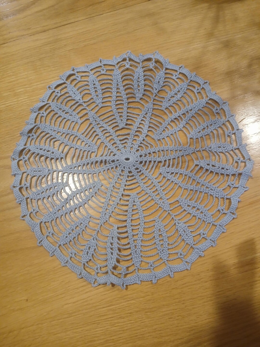 Hand Crocheted Blue Round Doily. 12 1/2" Diameter. - Etsy