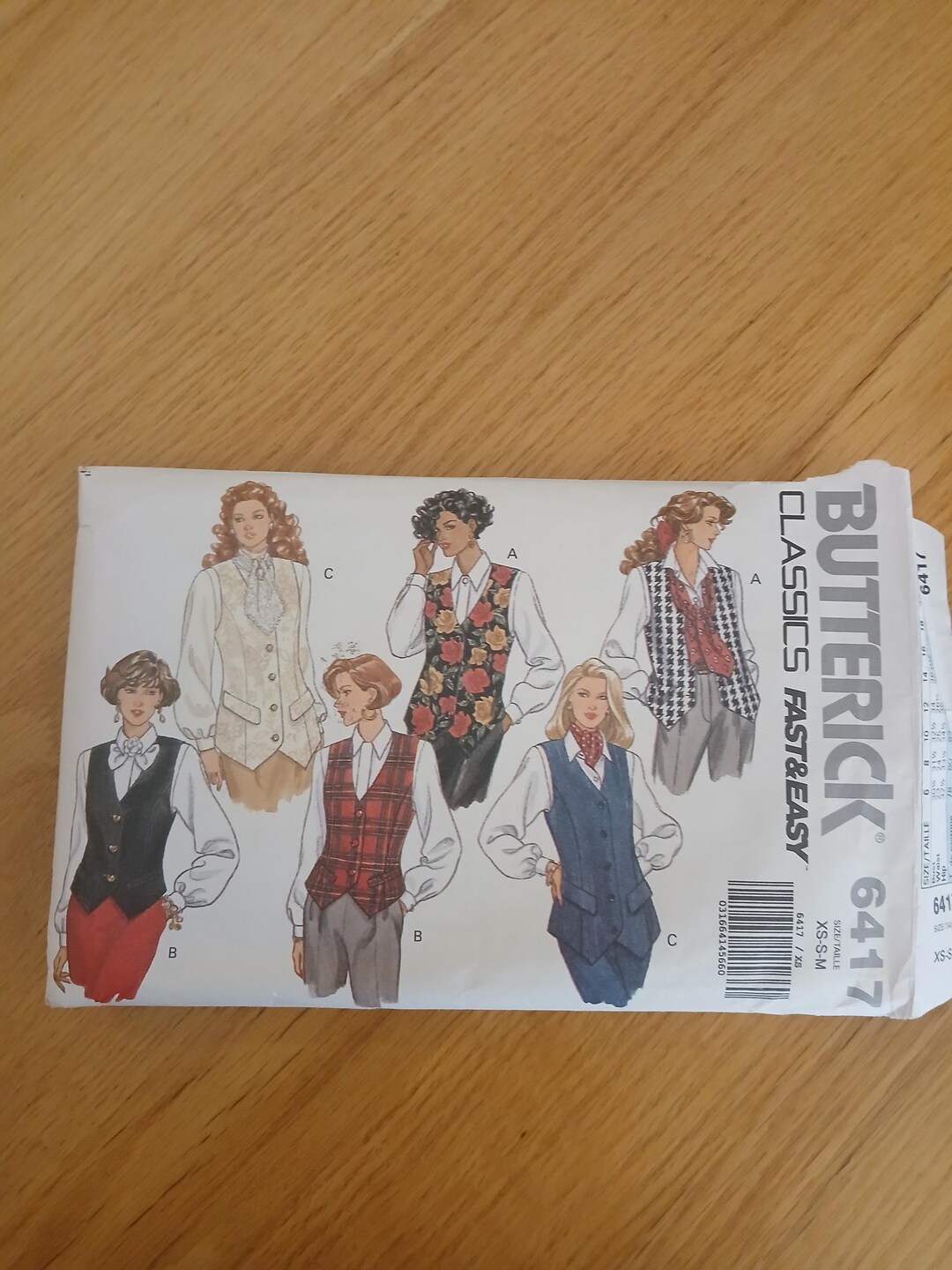 Rare Vintage Butterick 6417 Vest Pattern. Sizes XS-M. - Etsy