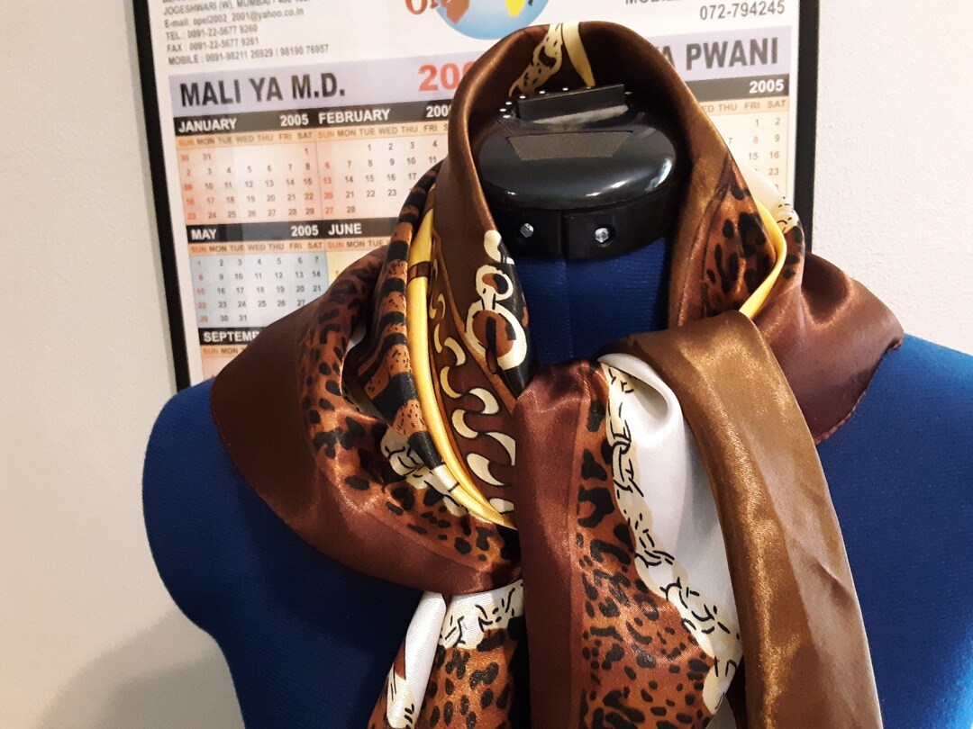 Vintage Animal Print Scarf With Brown, Gold, Black and Beige. 32 ...