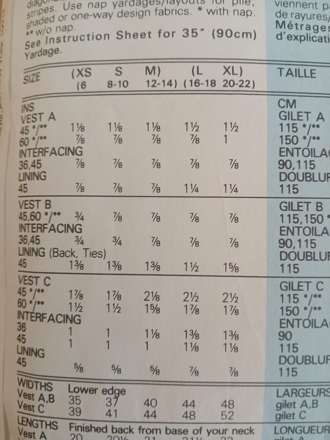 Rare Vintage Butterick 6417 Vest Pattern. Sizes XS-M. - Etsy