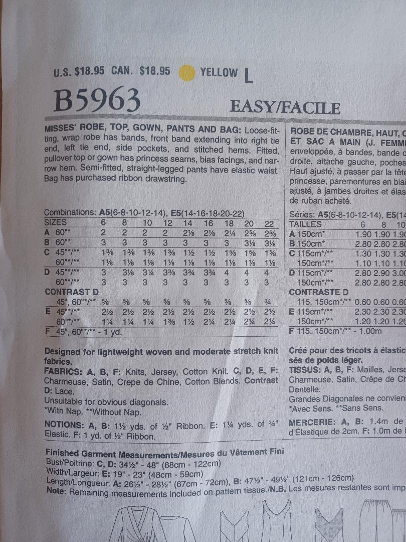 Butterick 5963 Misses' Sleepwear Pattern. Sizes 6-14. Factory Fold. - Etsy