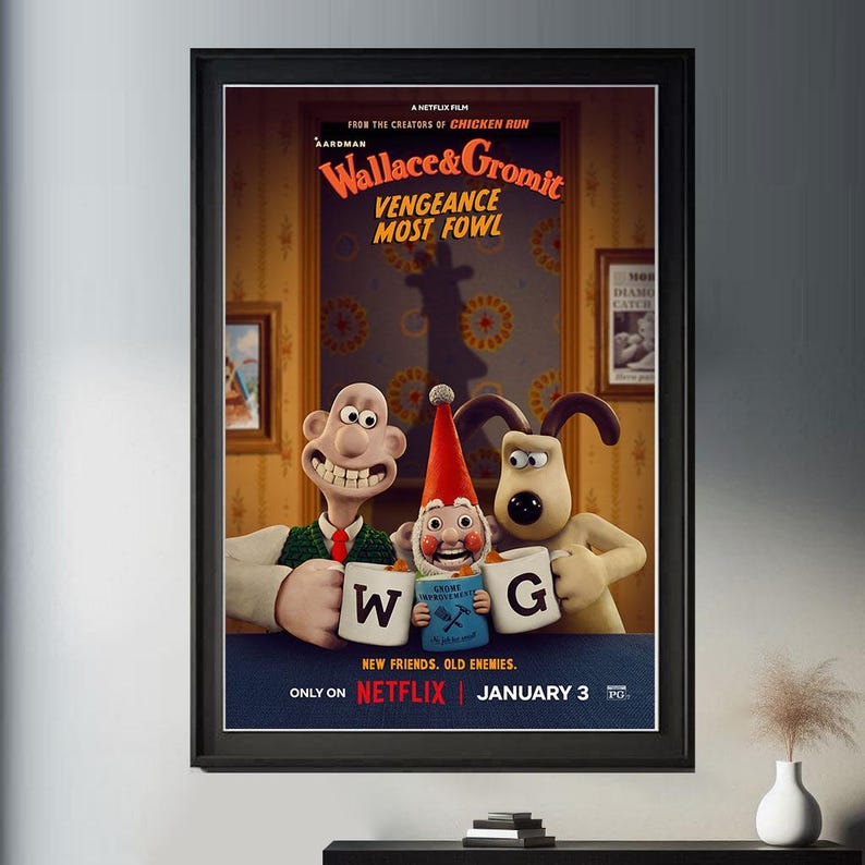 Wallace & Gromit Vengeance Most Fowl Movie Poster Retro Art Prints Wall ...