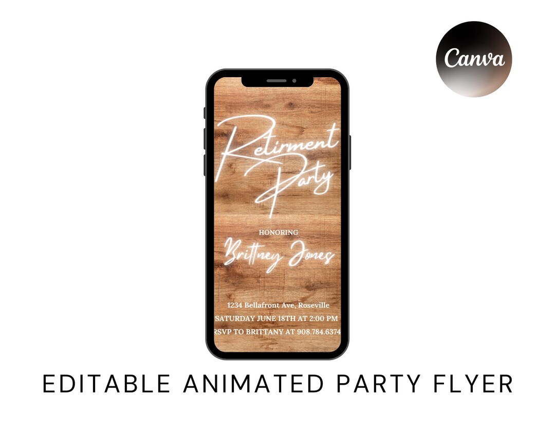 Video Retirement Party Invitation, White and Wood Invite, Electronic ...