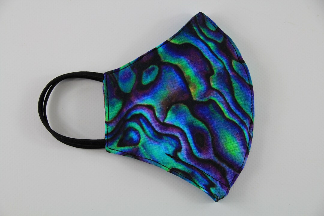 Paua Shell 2 layer Cotton Face Mask with nose wire and filter pocket ...
