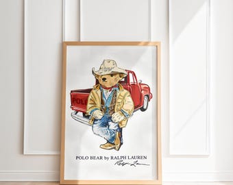 Polo Bear Wall Art Poster, Fashion Magazine Poster, Vintage Fashion ...