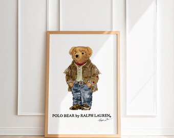 Polo Bear Wall Art Poster, Fashion Magazine Poster, Vintage Fashion ...