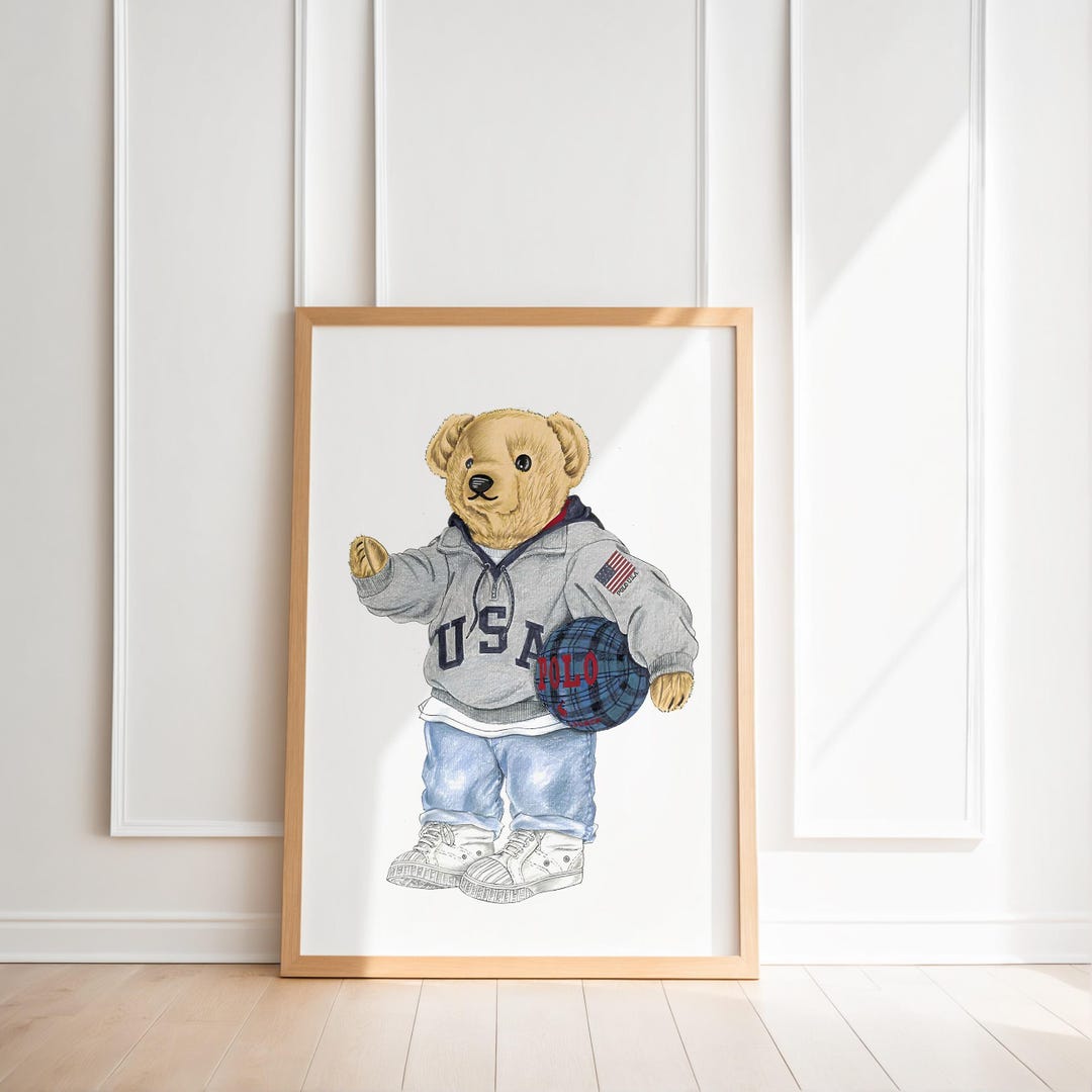 Polo Bear Wall Art Poster, Fashion Magazine Poster, Vintage Fashion ...