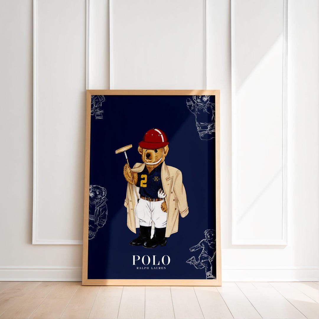 Polo Bear Wall Art Poster, Fashion Magazine Poster, Vintage Fashion ...