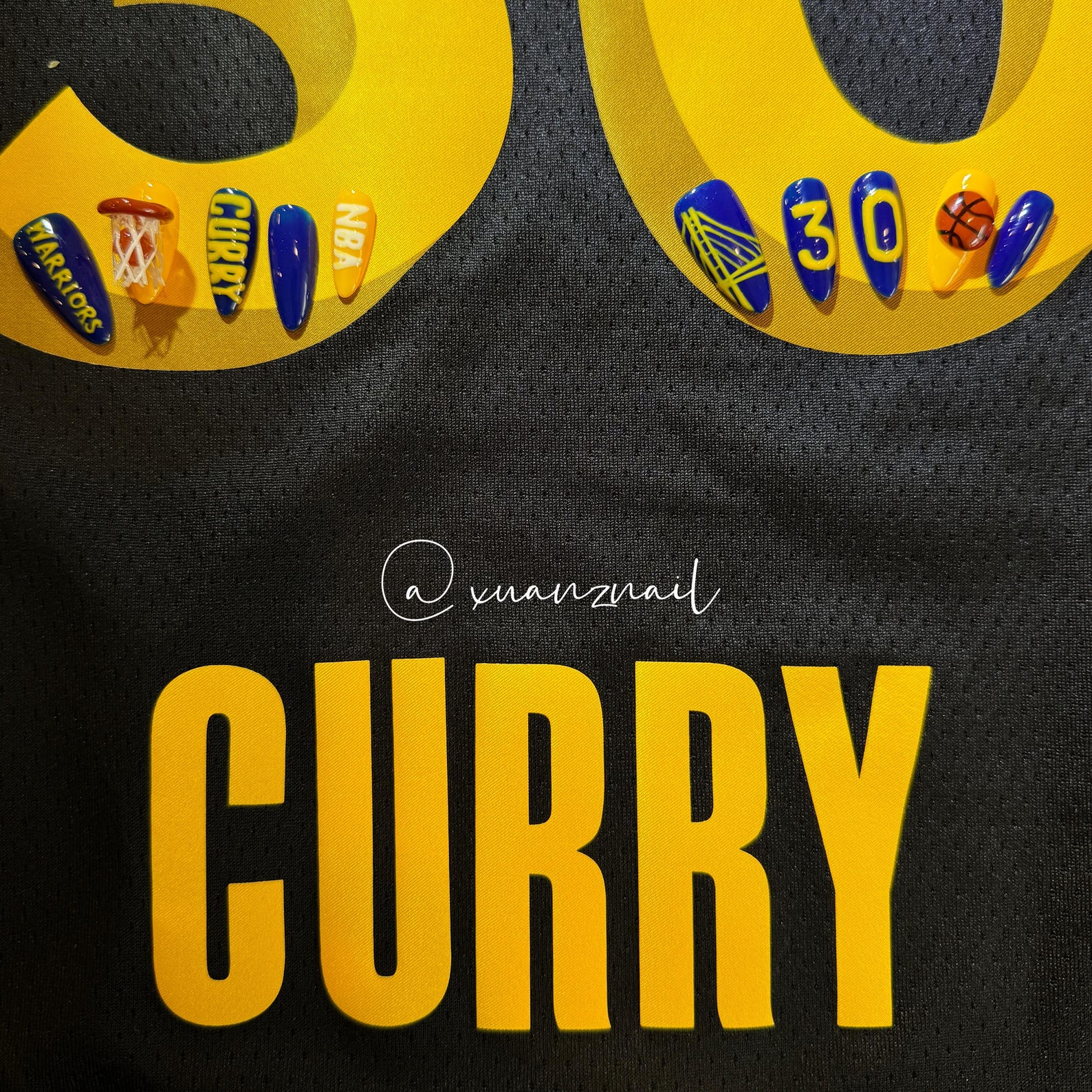 Warriors Curry Press on Nails: Handmade NBA Basketball Nail Set ...