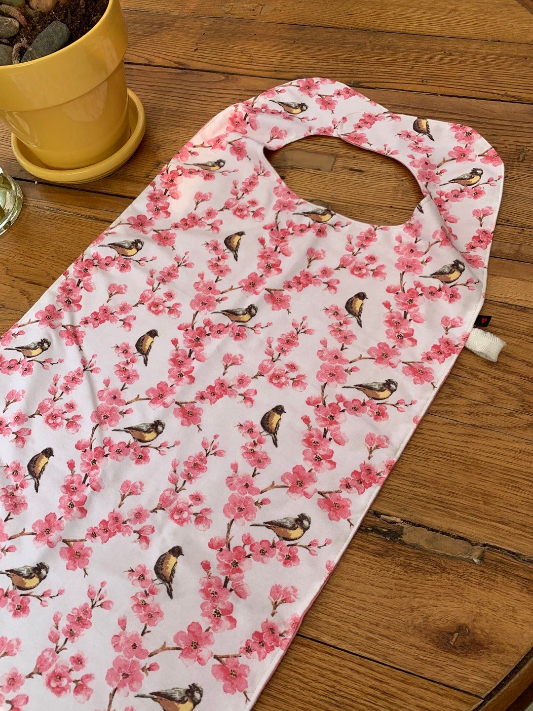 Adult Bibs Birds and Cherry Blossom Bib Adult Flannel Bibs Gift for Her ...