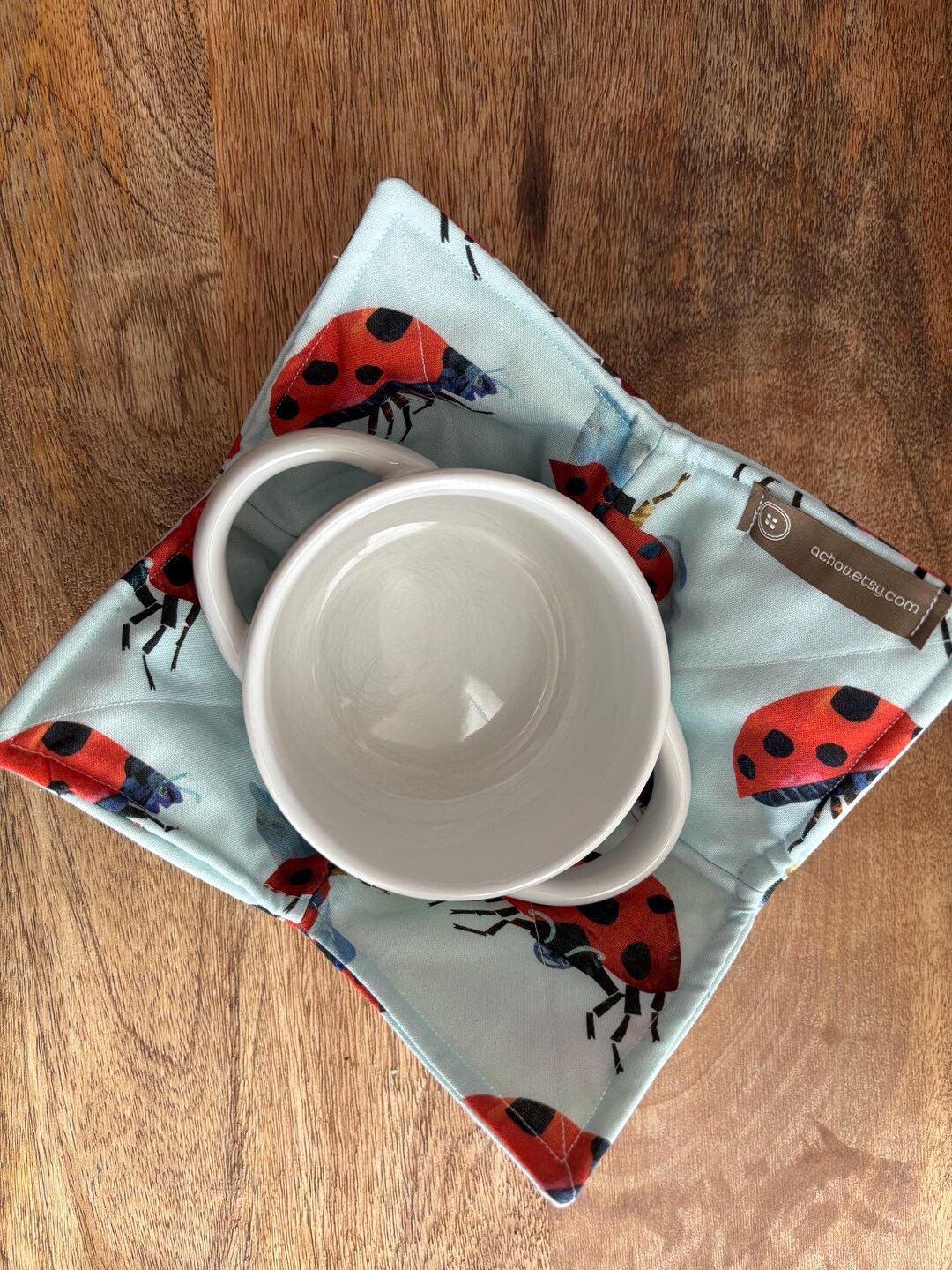 Mothers Day Day Gift Ladybug Bowl Cozy: Reversible Cotton Fabric Bowl ...