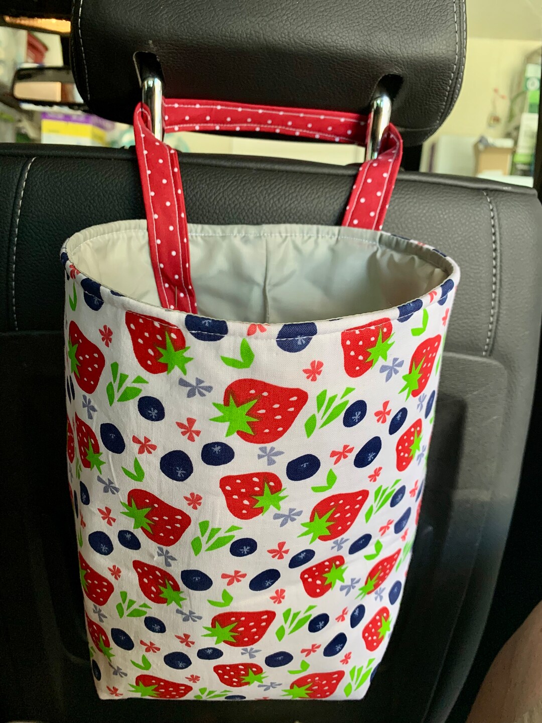 Strawberry Fabric Car Trash Bag: Reusable Cotton Bin - Etsy