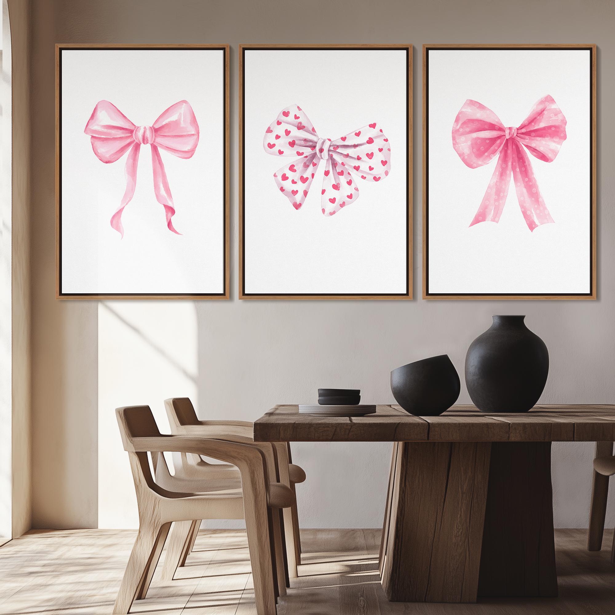 Trendy Pink Bows Wall Art Set of 3, Preppy Poster, College Apartment ...