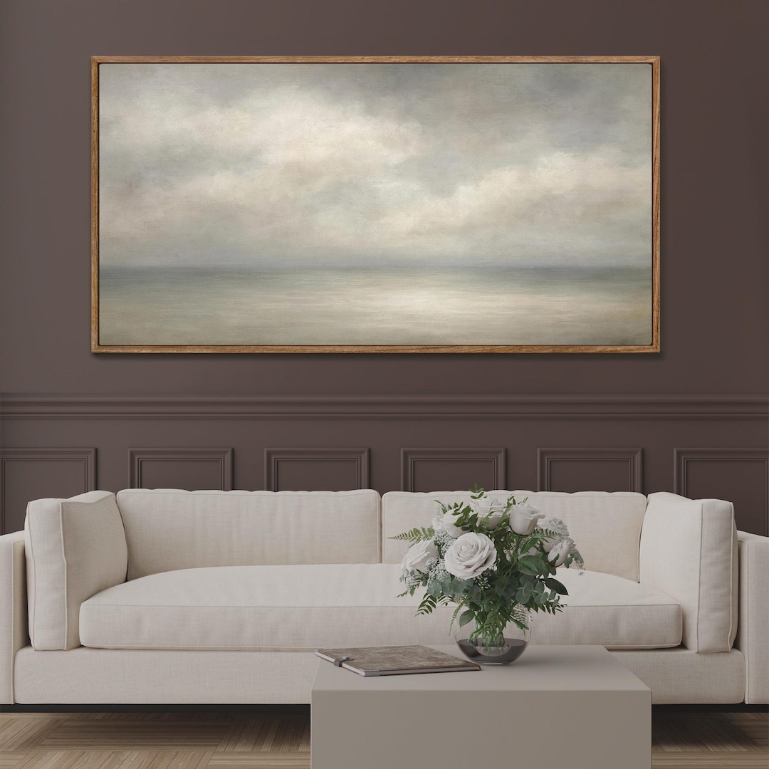 Neutral Ocean Horizon Print, Minimalist Abstract Seascape, Calm Beach ...