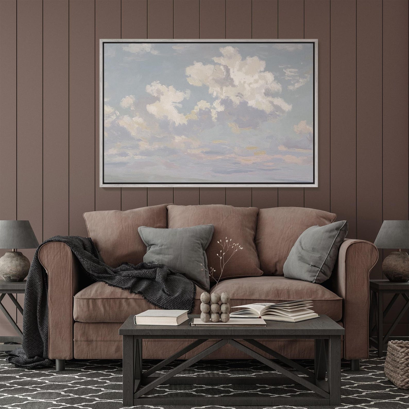 Cloud Framed Wall Art, Abstract Cloud Art Print, Minimalist Wall Art ...
