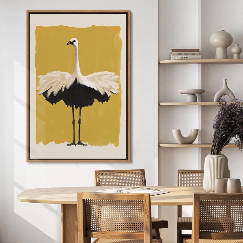 Ostrich Portrait Framed Wall Art, Abstract Animal Wall Art Print, Large ...