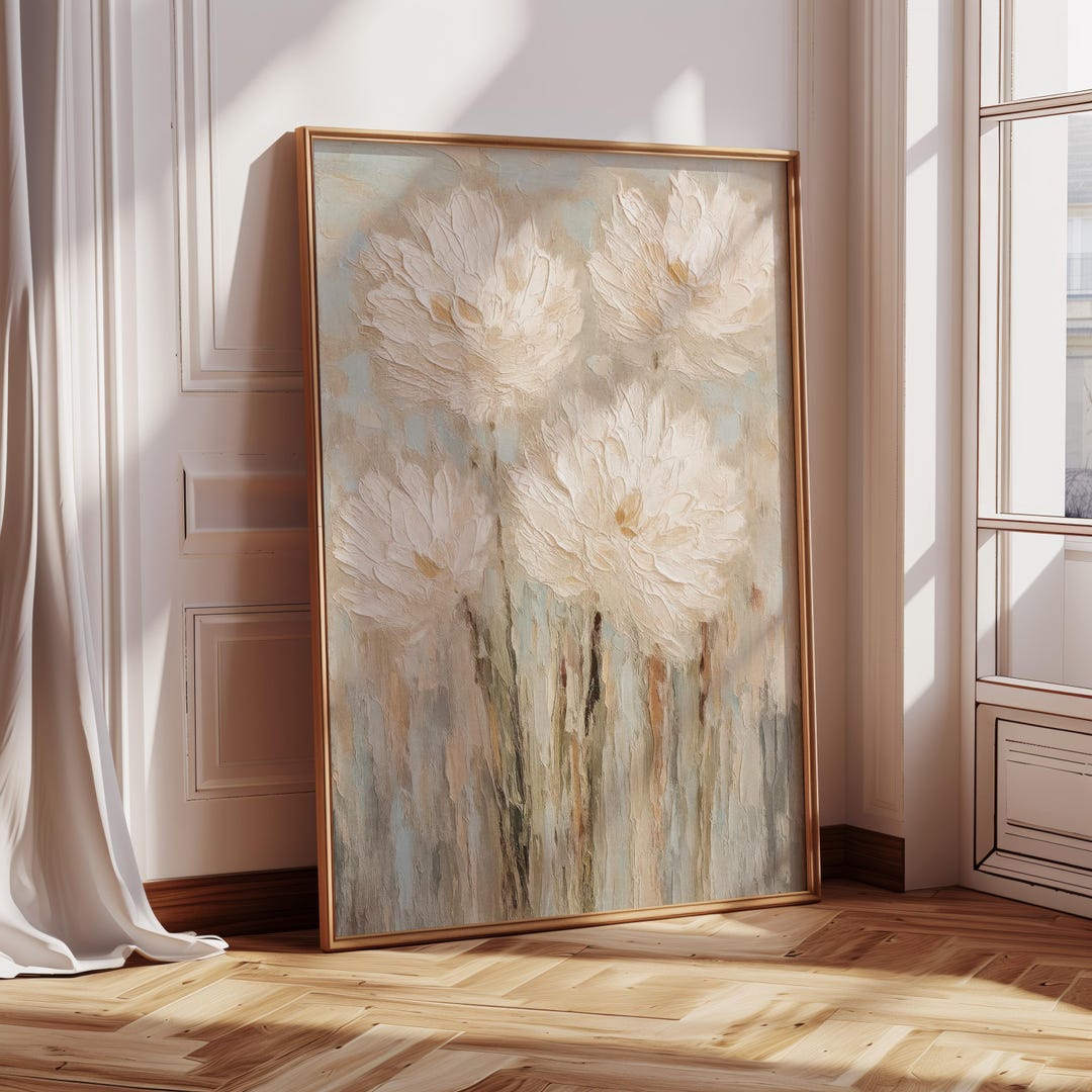 Abstract Floral Framed Wall Art, Flowers Oil Painting Print, Large ...