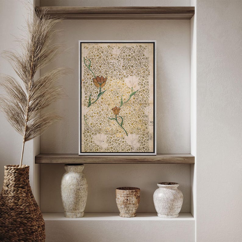 William Morris Framed Print Wall Art, Botanical Textile Wall Art Print ...