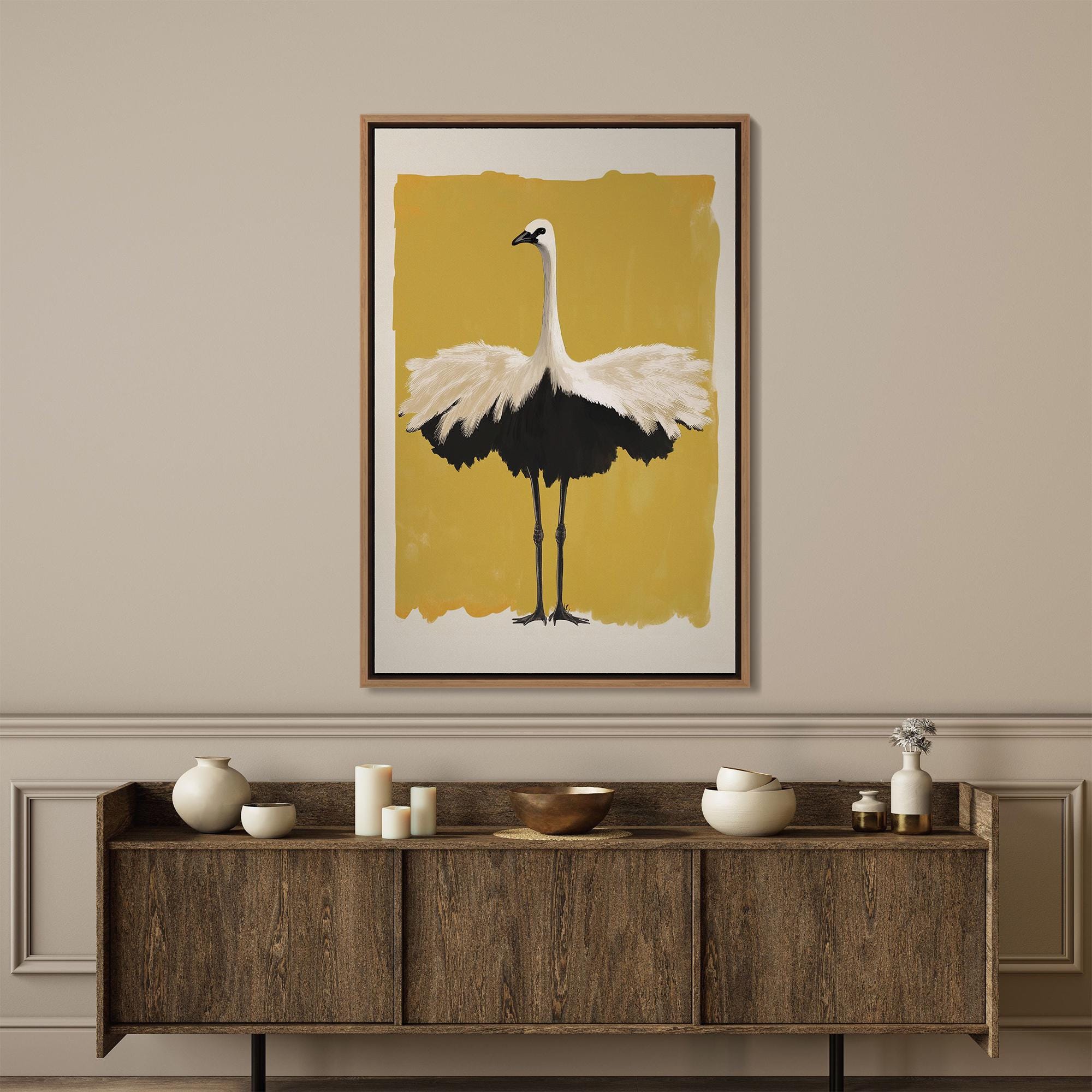 Ostrich Portrait Framed Wall Art, Abstract Animal Wall Art Print, Large ...